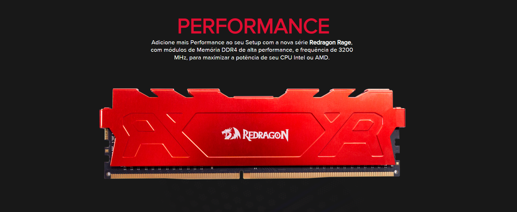 Memória DDR4 Redragon Rage, 16GB, 3200Mhz, CL16, Red, GM-702 - PATOLOCO